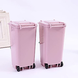 ULTECHNOVO Recycle Bin Small Trash Can with Lid, 2pcs Plastic Mini Wastebasket with Avocado Pattern for Home Office Kitchen Vanity Bedroom Bathroom and Funny Gift Garbage Truck