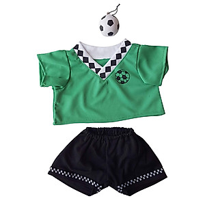 Green Soccer Uniform Outfit Teddy Bear Clothes Fits Most 14" - 18" Build-a-Bear and Make Your Own Stuffed Animals