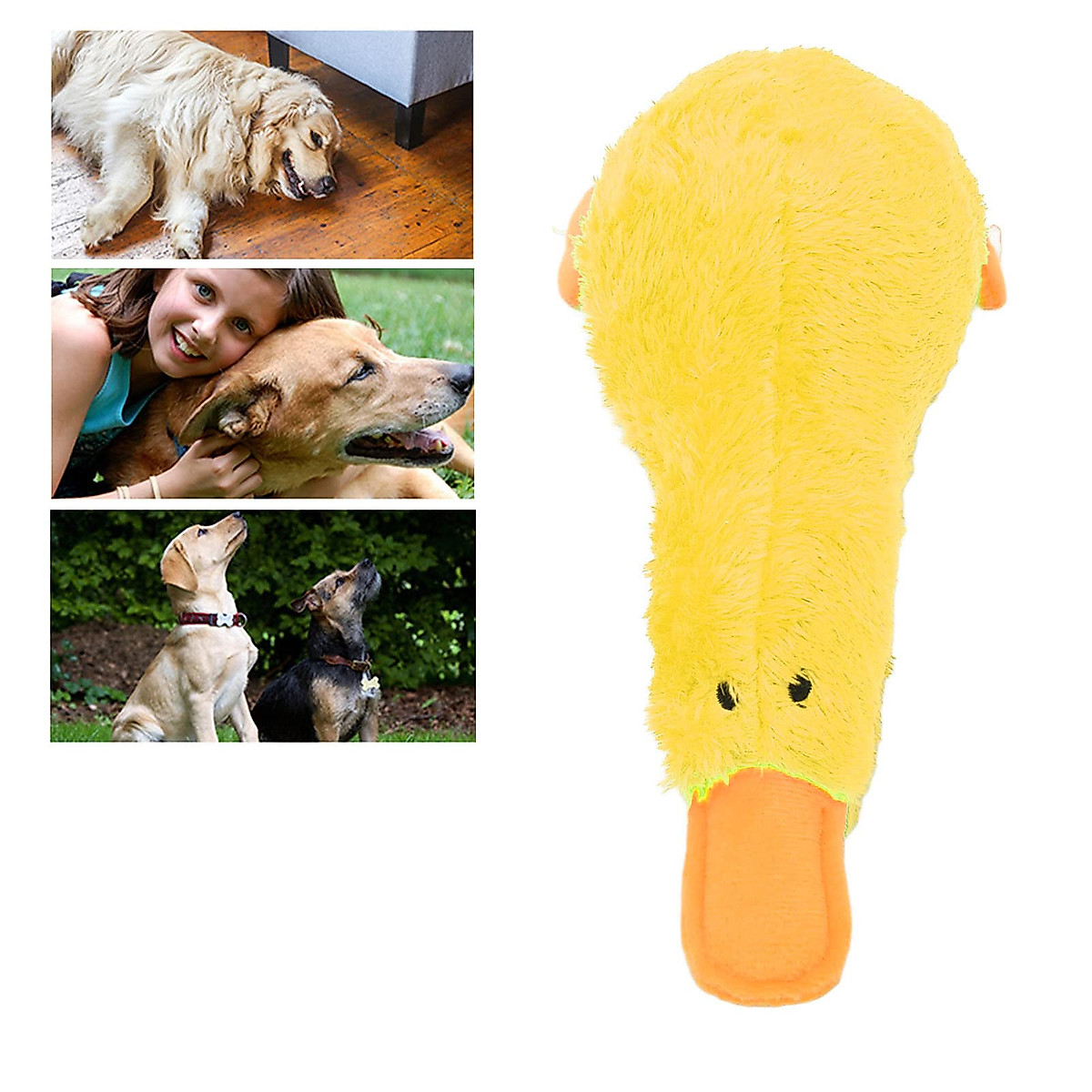 Duck Dog Squeaky Toy, Interactive Teeth Cleaning Plush Dogs Chew Toy Dog Companion for Dogs Puppies Pets (Yellow)