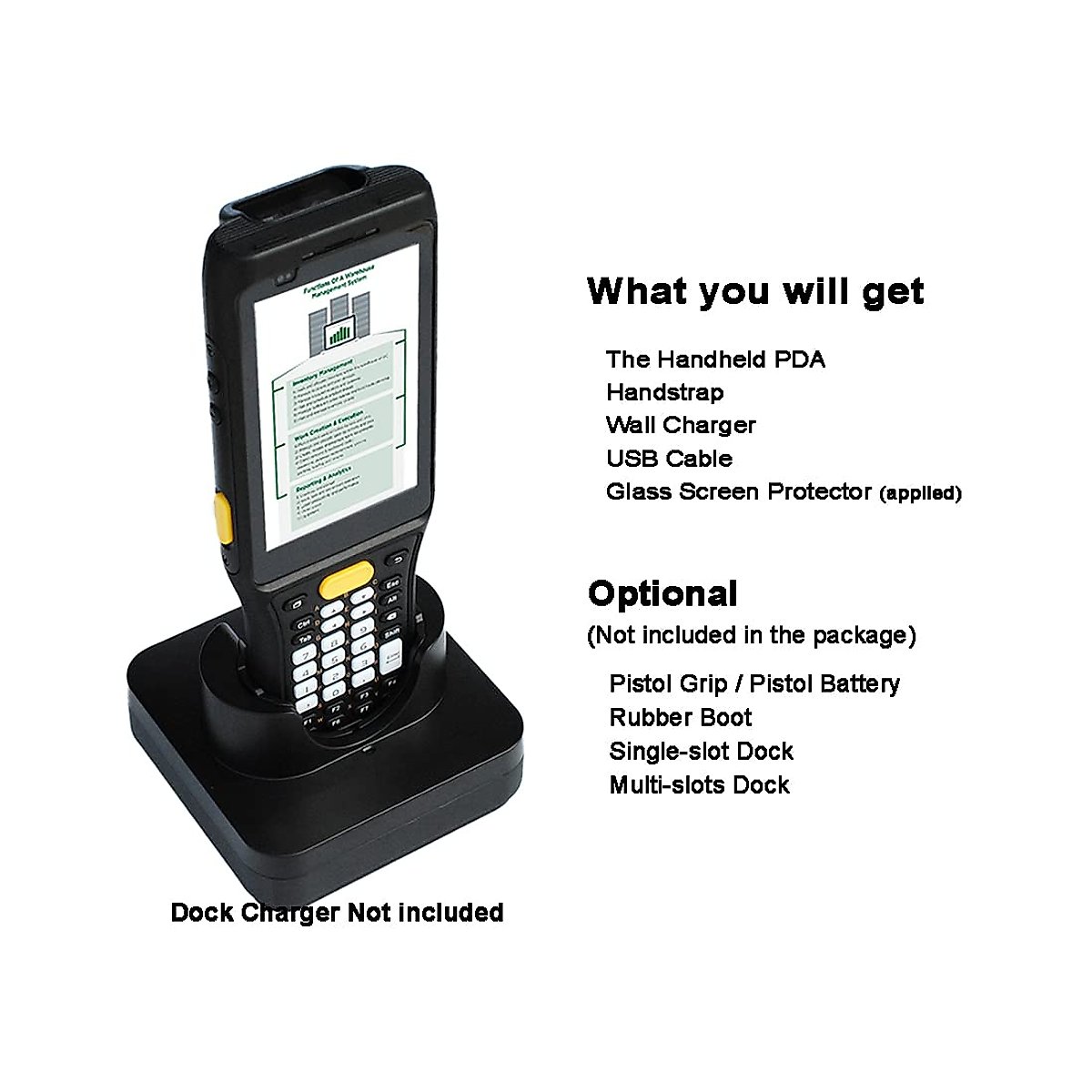 Rugged Android Handheld PDA Warehouse Inventory Barcode Scanner, Integrated Zebra 2D Scan Engine, Physical Keypad, GPS, WiFi & 4G for WMS & Logistics