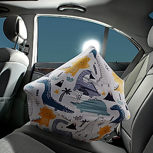 YIVEKO Stretchy Baby Car Seat Cover for Boys Girls, Nursing Covers for Breastfeeding, Shopping Cart/High Chair/Stroller Covers, Baby Car Seat Canopy, Breastfeeding Cover-Dinosaur