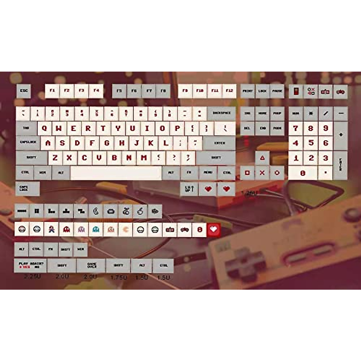 YMDK 146 Key Gameboy Dye Sub ZDA PBT Keycap Similar to XDA for MX Keyboard 104 87 61 Melody 96 KBD75 ID80 GK64 68（Only Keycap） (Gameboy)