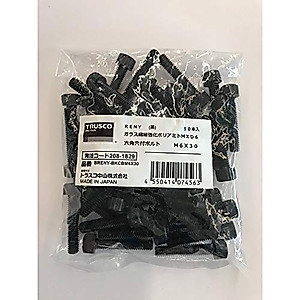 TRUSCO BRENY-BKCBM6X25 Fiberglass Reinforced Polyamide MXD6, RENY Black, Hex Socket Bolts, M6 x 1.0 inches (25 mm), Pack of 50