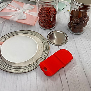 JILINWEI Canning Jar Opener, Mason Jar Opener Canning Tools for Releases Aluminum Vacuum Seal on all Wide Mouth and Regular Mouth Lids,Red