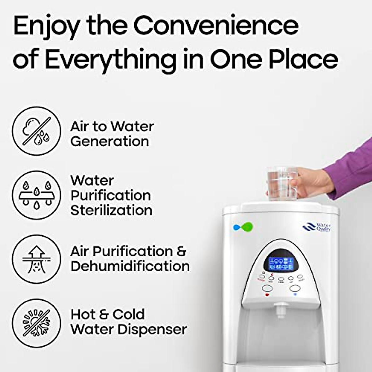 Airiver 5-in-1 Atmospheric Water Generator, Reverse Osmosis and Dehumidifier Filtration Machine in One - 30L/Day - Alkaline, Ionized, Mineralized Water - Home, Preppers and Offgrid- Hot/Cold Dispenser