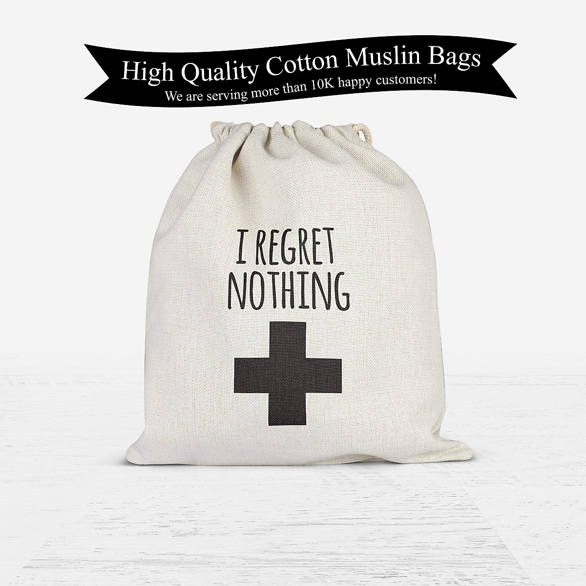 I Regret Nothing Hangover Kit | Bachelorette Party | Favor Hang over Gift Bags | Wedding Cotton Muslin with Drawstring Hangover | Bridal Shower Pouches | Bridemaid Pouches | Amenity Bags - 5*7 inch