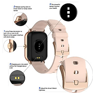 Wwzzey Smart Watch for Women Answer/Make Calls, 1.7" Waterproof Fitness Watch with Heart Rate/Blood Oxygen/Sleep Monitor, Ai Voice, Women Watches for Android/iPhone.