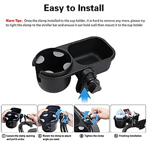 C COMCROSFLY Stroller Snack Tray with Cup Holder, 2 in 1 Universal Multifunction Stroller Snack Tray Organizer, Cup Holder & Snack Tray Attachment for Mom and Baby (Black)