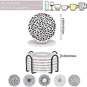 YumSur Drink Coasters Set of 6 with Holder Absorbent Ceramic Stone Coasters with Cork Bottom Heat and Scratch Resistance Decorative Drink Mats Coasters Cup Coasters