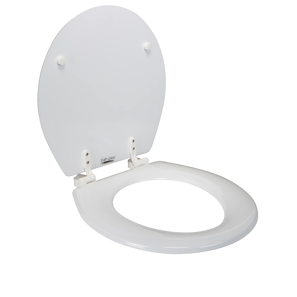 Bath Bliss Beveled Standard Round Toilet Seat | Wooden | Resists Peeling and Chipping | Adjustable Quick Attach Non-Slip Hinges | Black