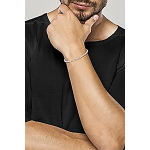 Miabella Italian 925 Sterling Silver 3mm Solid Square Byzantine Bracelet for Men Women, 925 Handmade in Italy (Length 7.5 Inch)