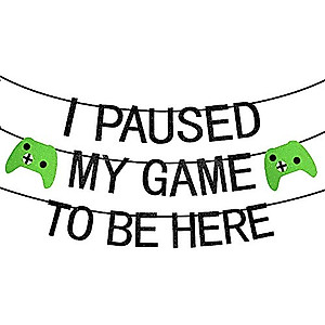 Kauayurk Video Game Party Supplies, I Paused My Game To Be Here Gaming Party Banner Decoration, Game Theme Birthday Party Banner for Kids and Boys