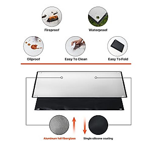 Elayce High-Temperature Resistant, Waterproof, and Portable BBQ Mat - 20"x25" with Adjustable Size and Four Corner Holes for Gas, Charcoal, and Electric Grills