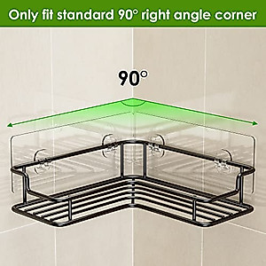 Vetacsion 2 Pack Self Adhesive Stainless Steel Corner Shower Caddy with 2 Soap Dish Holder,9 Adhesive Tapes,2 Movable Hooks,Matt Black