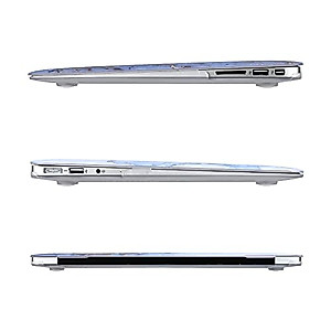 MOSISO Compatible with MacBook Air 13 inch Case (A1369 A1466, Older Version 2010-2017 Release), Plastic Watercolor Marble Hard Shell Case & Keyboard Cover & Screen Protector & Pouch, Blue