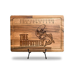 The Rodfather Cutting Board, Fisherman Gifts, Walnut Cutting Boards, Fathers Day Gift, Fishing Sign, Hunting Gifts, Dad Gifts, BBQ Grilling Gifts For Men, Cutting Board with Measurement, Kitchen Gift