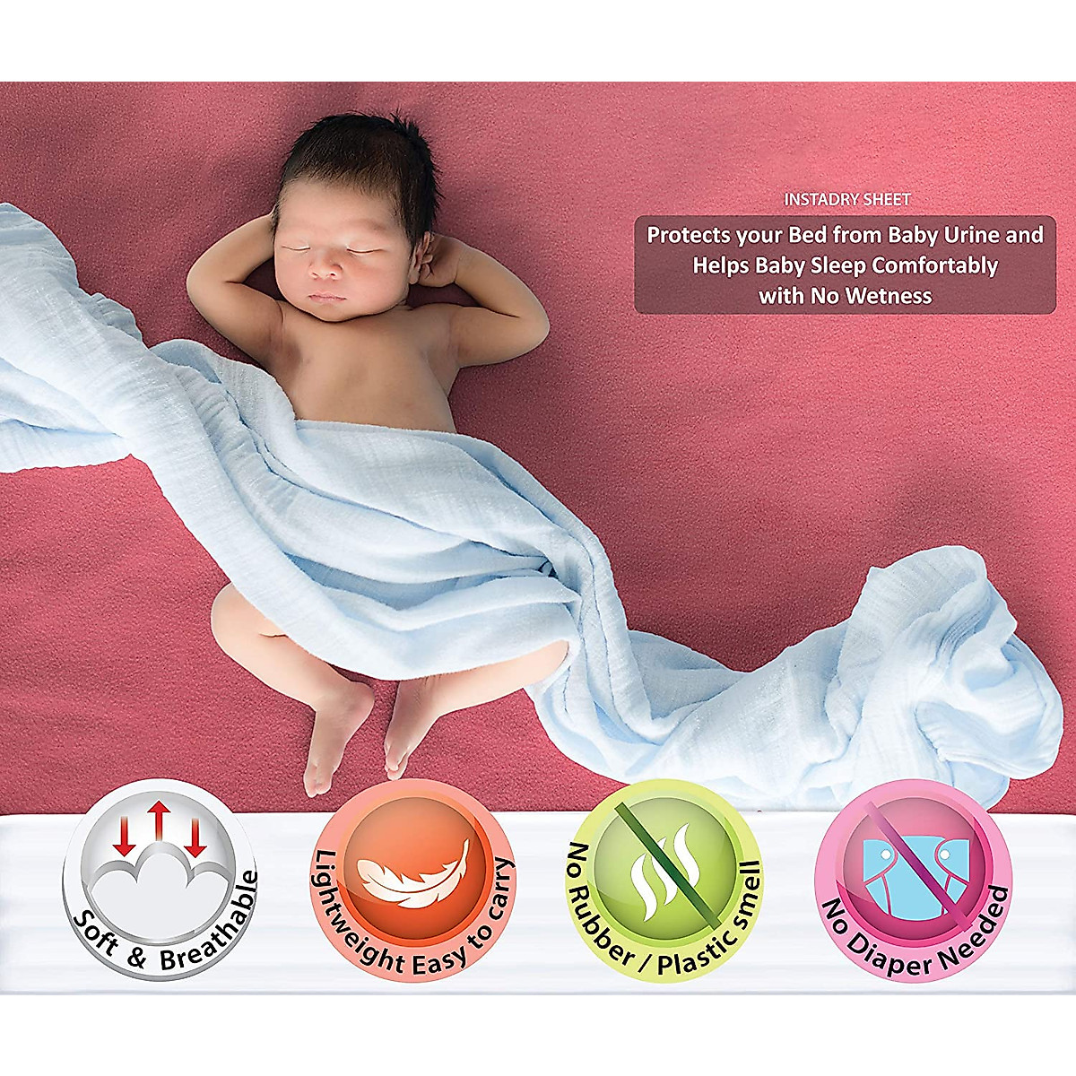 Baby Dry Sheet Water Resistant Bed Protector, Washable Waterproof Mattress Protector Urine Bedwetting, Reusable Mat for Toddler Underpad Sheet for Incontinence - Dark Blue, XX-Large - 87"x55"