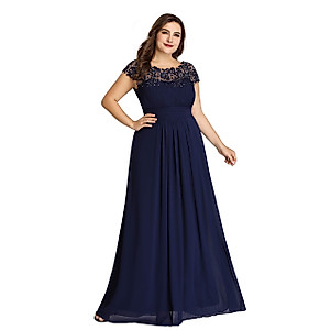 Ever-Pretty Womens Plus Size Rinestone Maxi Formal Evening Dresses Navy Blue US20