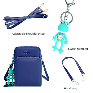 WITERY Touch Screen Cell Phone Bags for Women - Leather Travel Crossbody Cell Phone Purses Wallet with 2 Shoulder Straps & Credit Card Slots (Blue)