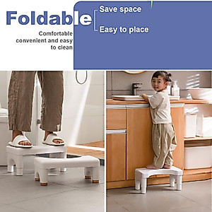 Toilet Stool for Adults and Kids,Squatting Potty Poop Stool with Anti Slip Layer,Poop Stool for Bathroom,5.9" to 8.5" Adjustable Height (White)