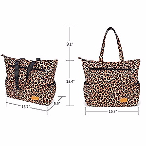 CLOUDMUSIC Shoulder Tote Bag For Women Fashion Multi-functional Bag Daily Shopping Travelling Sports Fitting Hiking(Leopard Spots)
