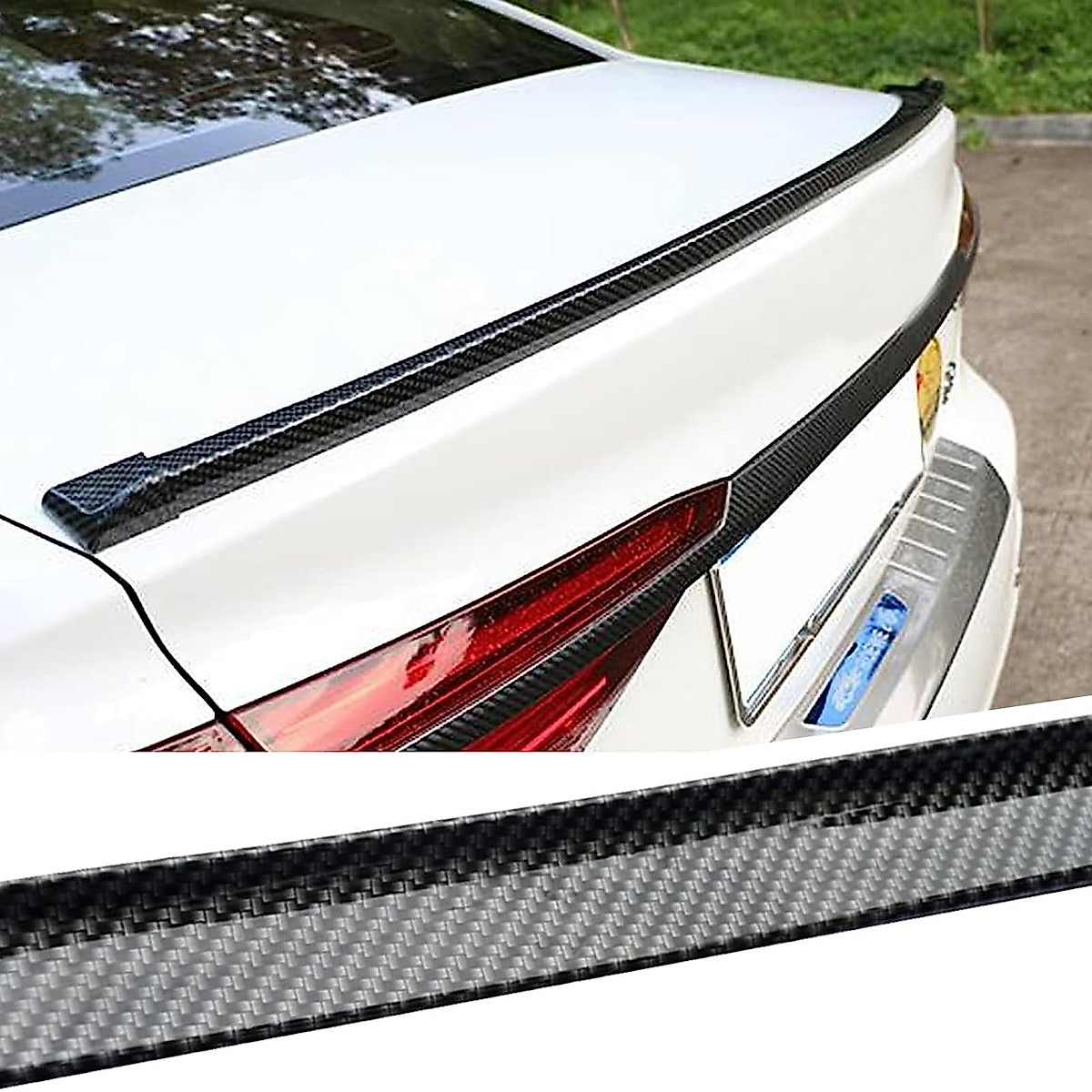 ZKFAR 1 PC Universal Car Decorative Strip, 59In Car Rubber Strip Bar Spoiler Tailfin, Car Trunk Spoiler Lip Kit, Fit for Most Cars (Carbon Fiber Black)