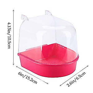 Clear Bird Bath for Cage,Bird Cage Bath, Parrot Hanging Bathtub Shower Box Cage Accessory for Small Birds (Pink)