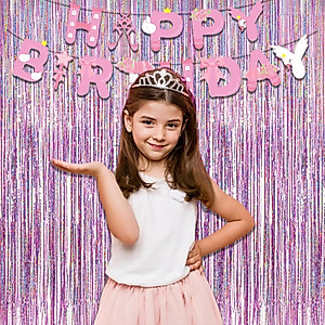 2Packs Shiny Corlorful Metallic Tinsel Foil Fringe Curtains Photo Booth Props for Engagement Bridal Shower Bachelorette Baby Shower Bachelorette Holiday Celebration ERAS Party Decorations