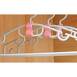 HUAFEI 60 Pcs Clothes Hanger Connector Hooks, Closet Hanger Plastic Hanger Hooks for Closet Space Savers and Family or Clothing Shop Organizer Closets, Pink, 2.16 x 0.79 x 1.2 inches