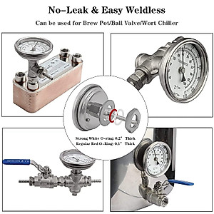 3" Dial 2" Probe FERRODAY 1/2 NPT Stainless Steel Thermometer Dial Thermometer 1/2 NPT Homebrew Kettle Thermometer Weldless with O-Rings 0-220ºF Kettle Thermometer Stainless Steel Brew Pot Thermometer