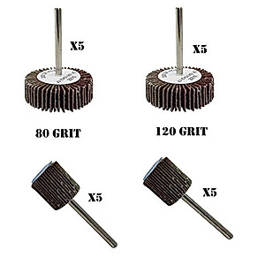 LINE10 Tools Mini Flap Sanding Wheel Rotary Tool Accessories Kit, 1/8-inch Shank, Pack of 20