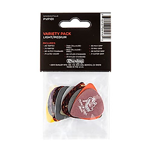Dunlop Pick Variety Pack, Assorted, Light/Medium, 12/Player's Pack