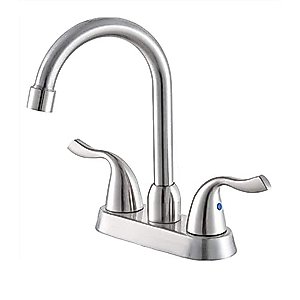 HOTIS HOME Brushed Nickel Bathroom Sink Faucet, 2 Handle 4 Inch Centerset Bathroom Faucet, Small RV Bathroom Faucets for Sink 3 Hole, Camper Silver Stainless Steel Lavatory Vanity Bath Faucet