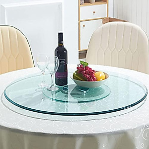 CURIND 24-47 inch Glass Turntable for Table Clear Lazy Susan Round Table Service Tray, Heavy Duty Non-Skid, for Kitchen, Restaurant, Dining Table, Easy to Use,120cm/47.2in