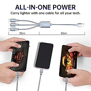 ROMOSS Multi USB Charging Cable -【2Pack】 5FT Universal 3 in 1 Multiple USB Charger Cable Fast Charging Cord with USB C, Micro USB Port Compatible for iPhone/Tablets/Samsung Galaxy/Google Pixel More