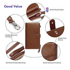 nuoku RFID Wallet Women Travel Zip Wristlet Purse Crossbody Clutch