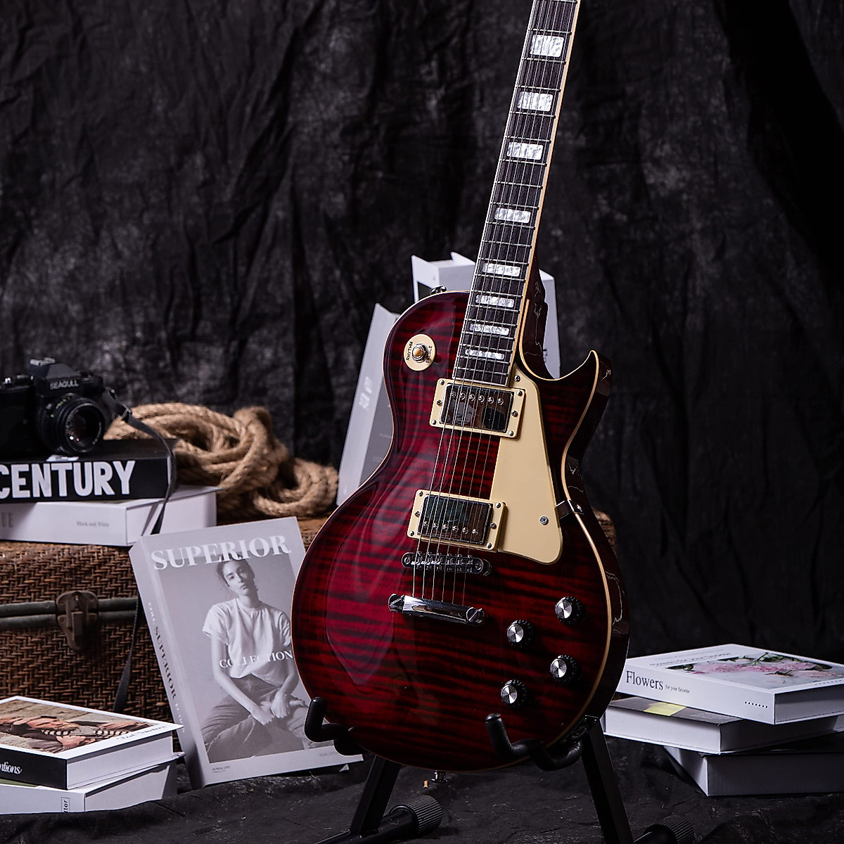 GROTE Guitar Solid Body Electric Guitar with Gigbag LPYS-006 (Red)