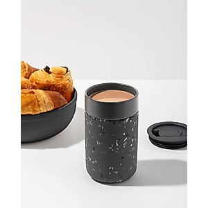 W&P Porter Ceramic Mug w/ Protective Silicone Sleeve, Terrazzo Charcoal 16 Ounces | On-the-Go | Reusable Cup for Coffee or Tea | Portable | Dishwasher Safe