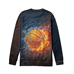 ZPINXIGN Basketball Boys Sweatshirts Long Sleeve Shirts Cool Clothes Sweaters for Girls Kids Teens 11-13 Years Old Jumper Youth Crewneck Fall Outfits Soft T-shirt Fashion Active Tops Tees