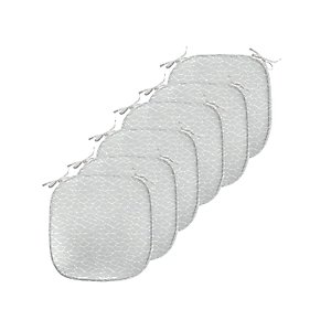 Lunarable Abstract Chair Seating Cushion Set of 6, Formless Fractal Pieces Fragment Lines Mosaic Style Soft Toned Modern Design, Anti-Slip Seat Padding for Kitchen & Patio, 16"x16", Pale Grey White