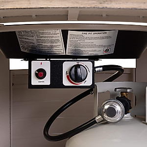 Fire Sense 62739 Thatcher Woodgrain Aluminum Convertible Gas Fire Pit Table 55,000 BTU Outdoor Portable with Fire Bowl Lid, Nylon Weather Cover & Clear Fire Glass - Driftwood Finish - Round - 42"