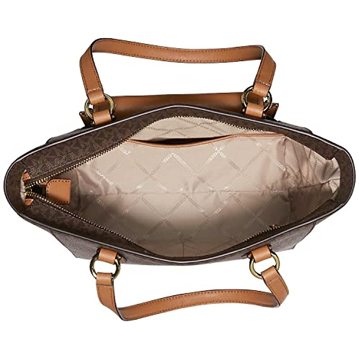 Michael Kors Joe Jet Set Medium Top Zip Brown MK Signature Tote Bag