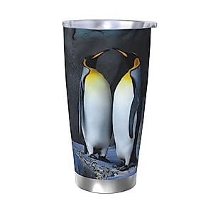 jshmgchw 3d Penguin 20oz Tumbler, Car Cup With Lid And Straw, Spill-Proof, Stainless Steel Double Wall Vacuum Insulated Reusable Coffee Travel Mug, For Cold Drinks, Hot Beverage