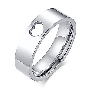 MZZJ Set of 3 Best Friend Ring Band Moon Sun Star Ring Personalized Friendship Ring Minimalist 6MM Black Stainless Steel Heart Shape Cut out Flat Stackable Knuckle Ring Wedding Band,Bridesmaid Gift