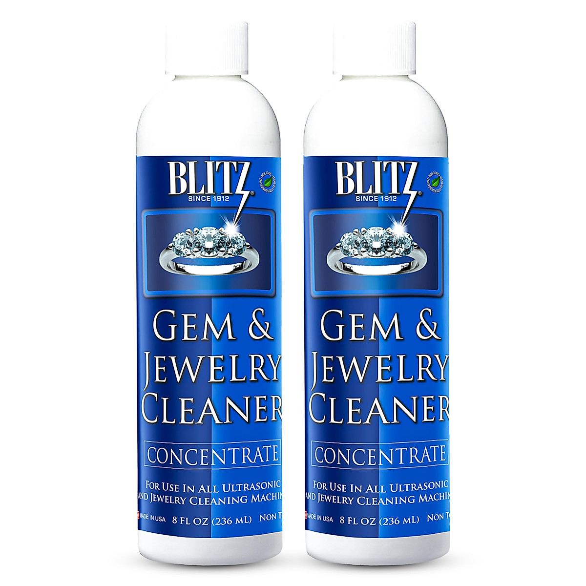 Blitz 653 Gem & Jewelry Non-Toxic Cleaner Concentrate for use in Cleaning Machines, 8 Ounces, 2-Pack