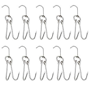 DOITOOL 10 Pcs Double Meat Hooks Stainless Steel Roasting Hook Bacon Hams Meat Duck Butcher Hook Cooking Smoker Hook Hanger for BBQ Grill Drying 23CM