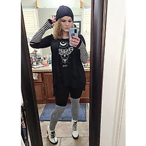 Bienvenu Women Stretch Striped Socks Knee High Stockings Long Arm Warmer Fingerless Mitten Gloves,White