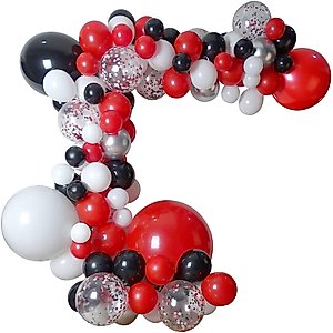 DIY Red Black White Silver Balloon Garland Arch Kit - Small and Large Red White Black Balloons Party Decorations for Graduation Birthday BBQ Baby Shower Party Decorations