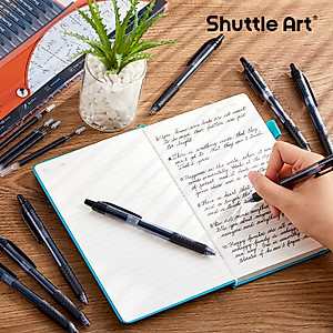 Shuttle Art Black Gel Pens, 48 Pack(20 Gel Pens with 28 Refills) Retractable Medium Point Rollerball Gel Ink Pens Smooth Writing with Comfortable Grip for Office School Home Work