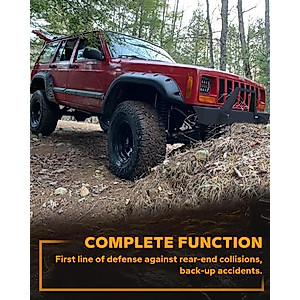 Autoholic Front Bumper & Rear Bumper Kit Fit for 1984-2001 Jeep Cherokee XJ with Hitch Receiver D-rings